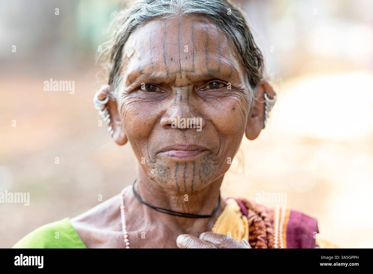 Woman from a Kutia Kondh tribe in a remote village in Orissa in India ...