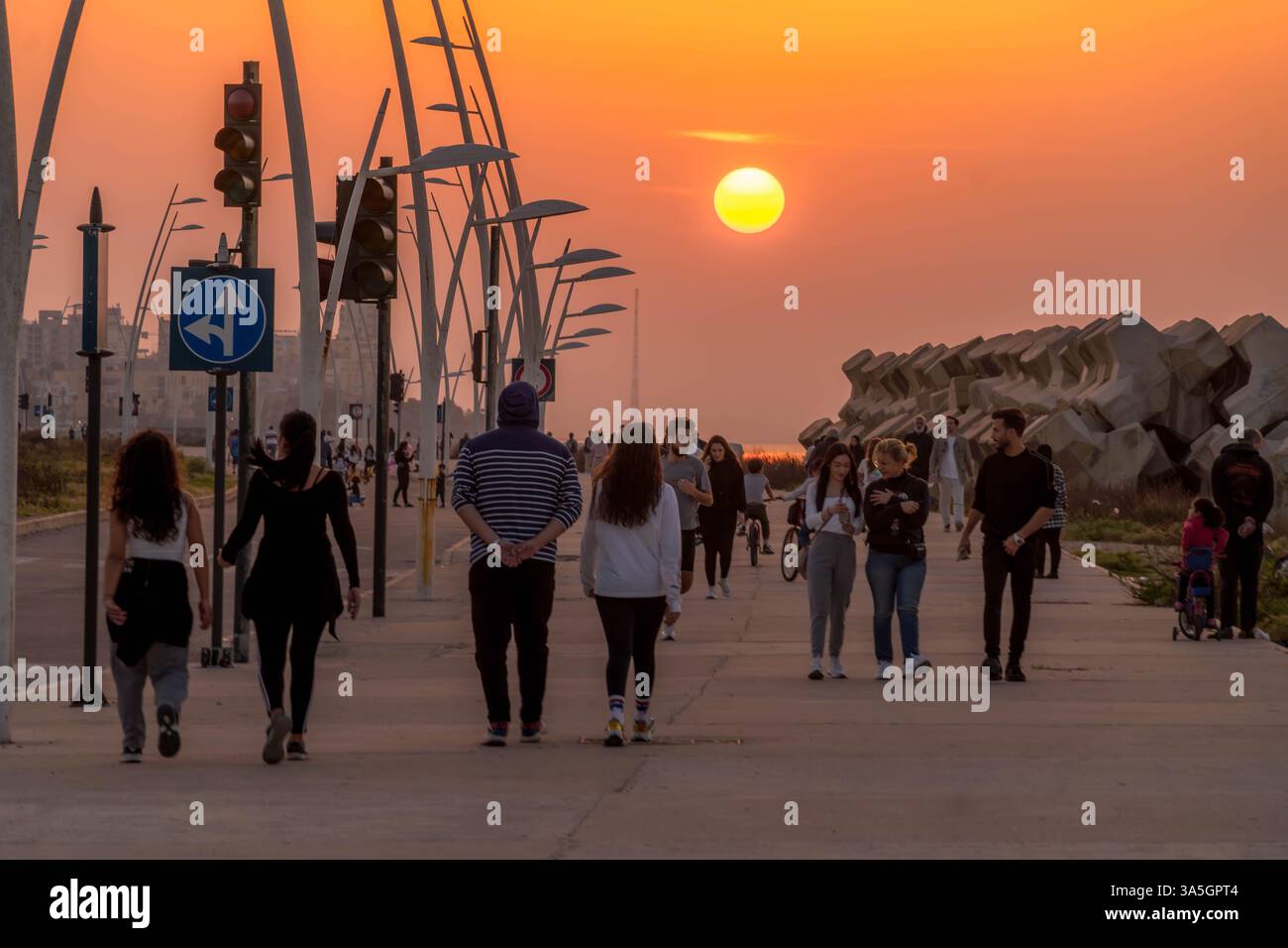 The local Lebanese and Arab people on the corniche (waterfront) of ...