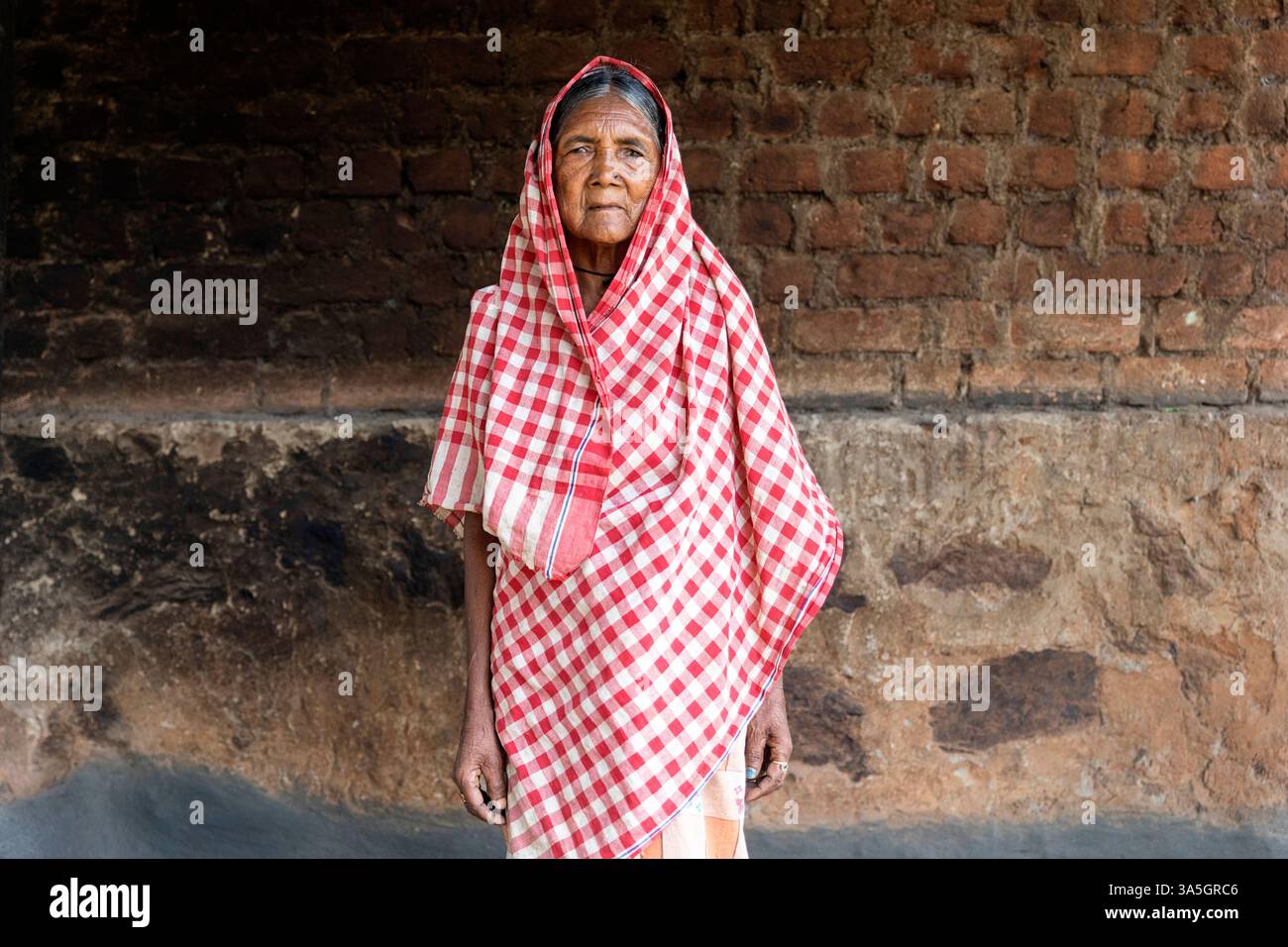 Local old woman posing for a photo in traditional indian clothes in ...