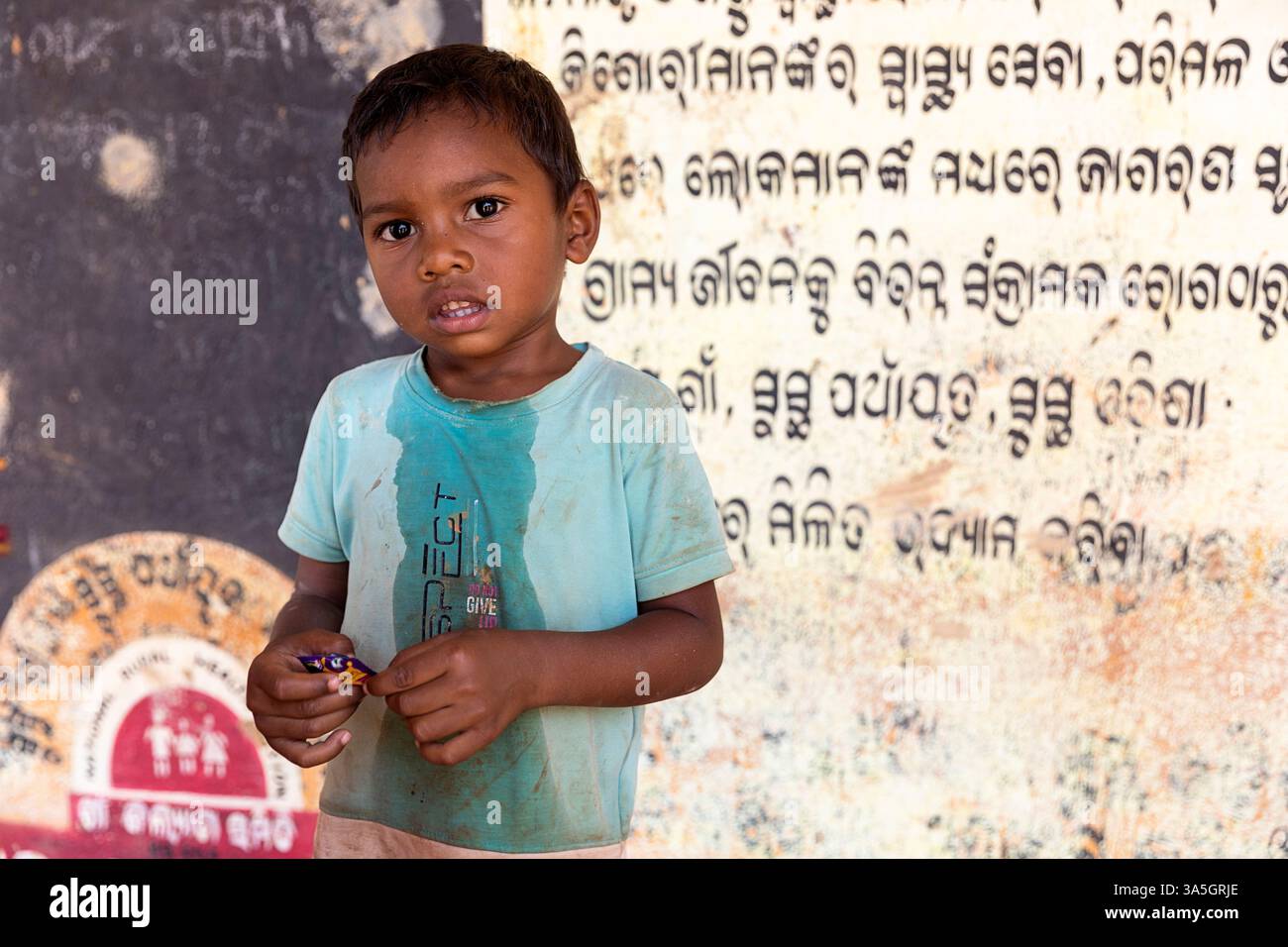 Kid at the local primary school in a rural area in Orissa India Stock ...