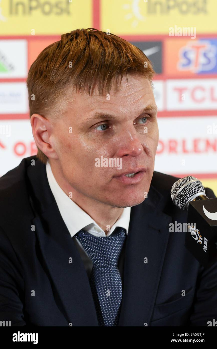 Coach Edgaras Jankauskas of Lithuania seen during a Press conference ...