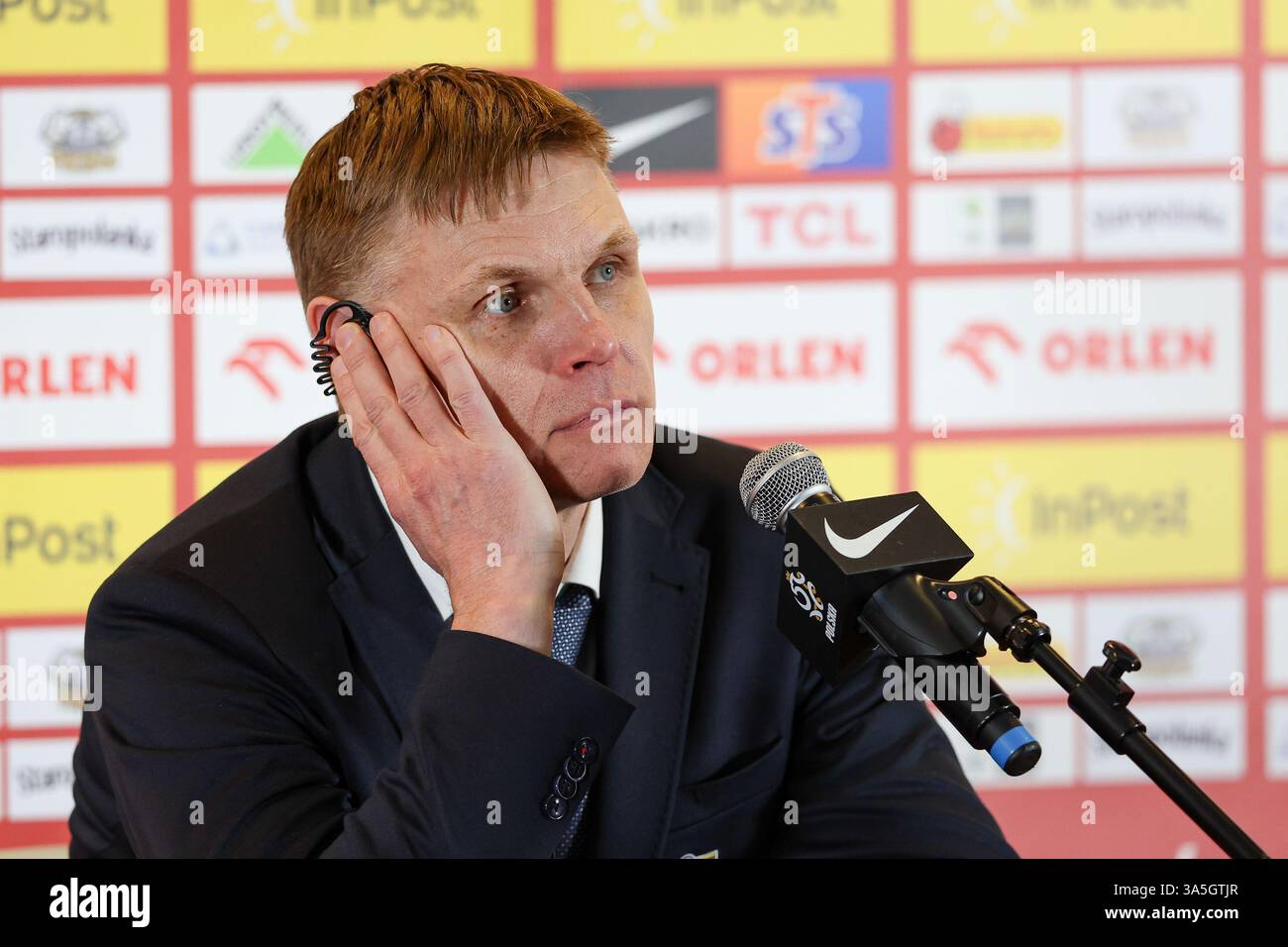 Coach Edgaras Jankauskas of Lithuania seen during a Press conference ...