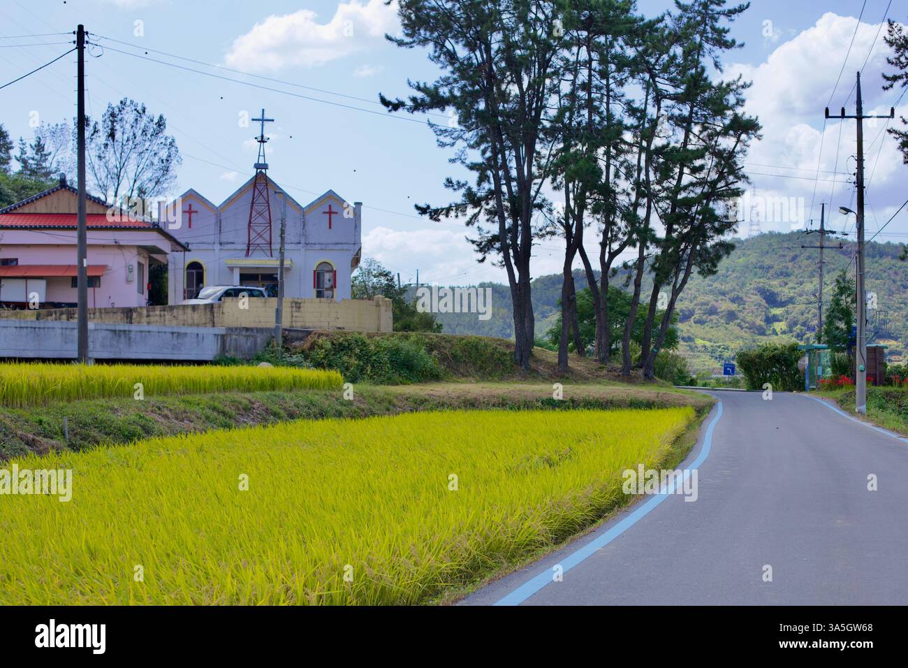 Naju City, South Korea - September 25, 2020: A small countryside church ...