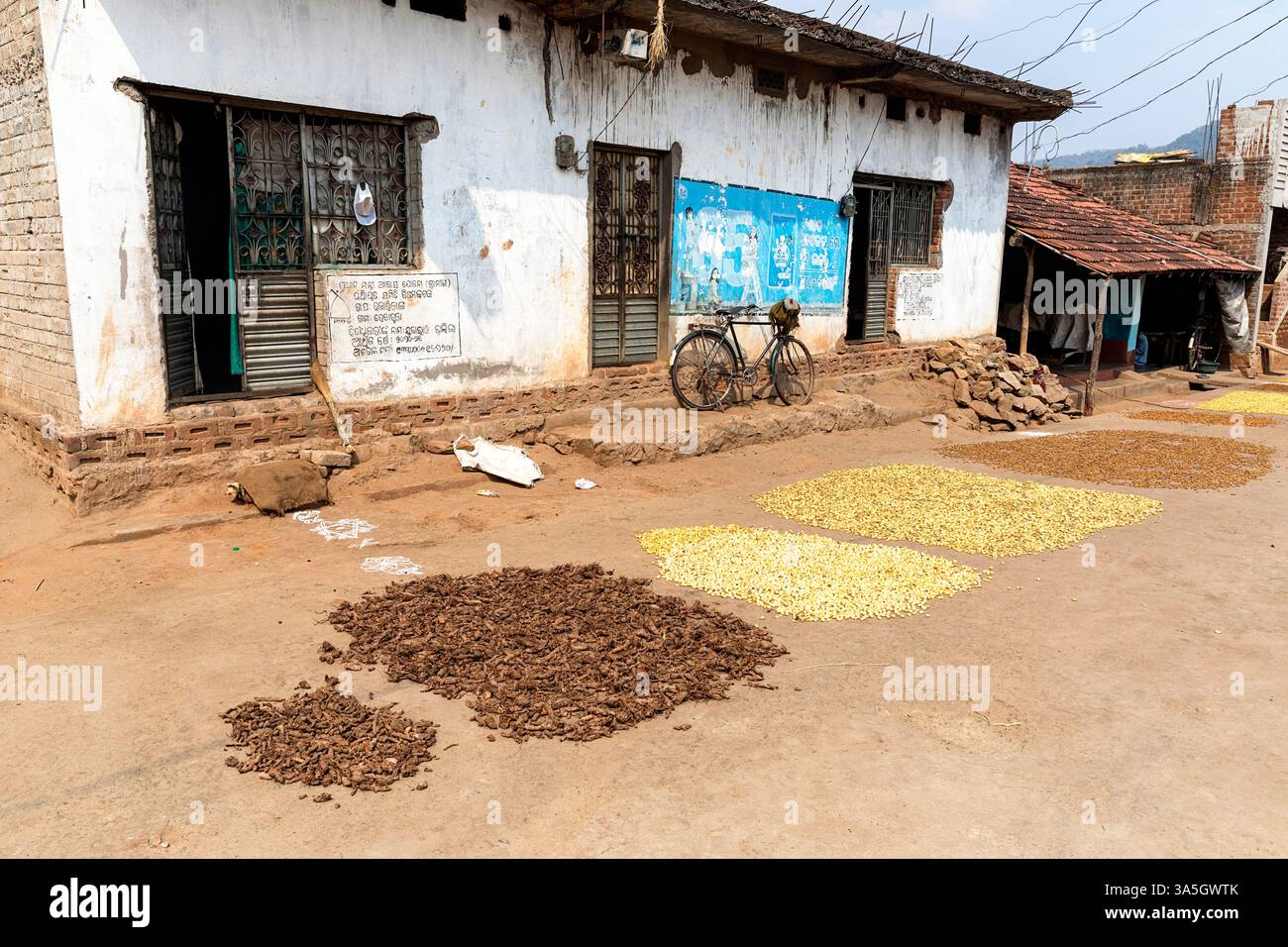 Colourful traditional houses in a remote village where villagers are ...