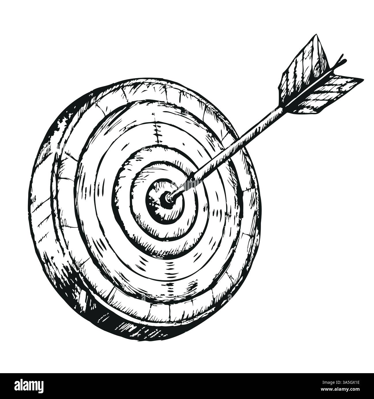 A black and white drawing of an arrow pointing to a target Stock Vector ...