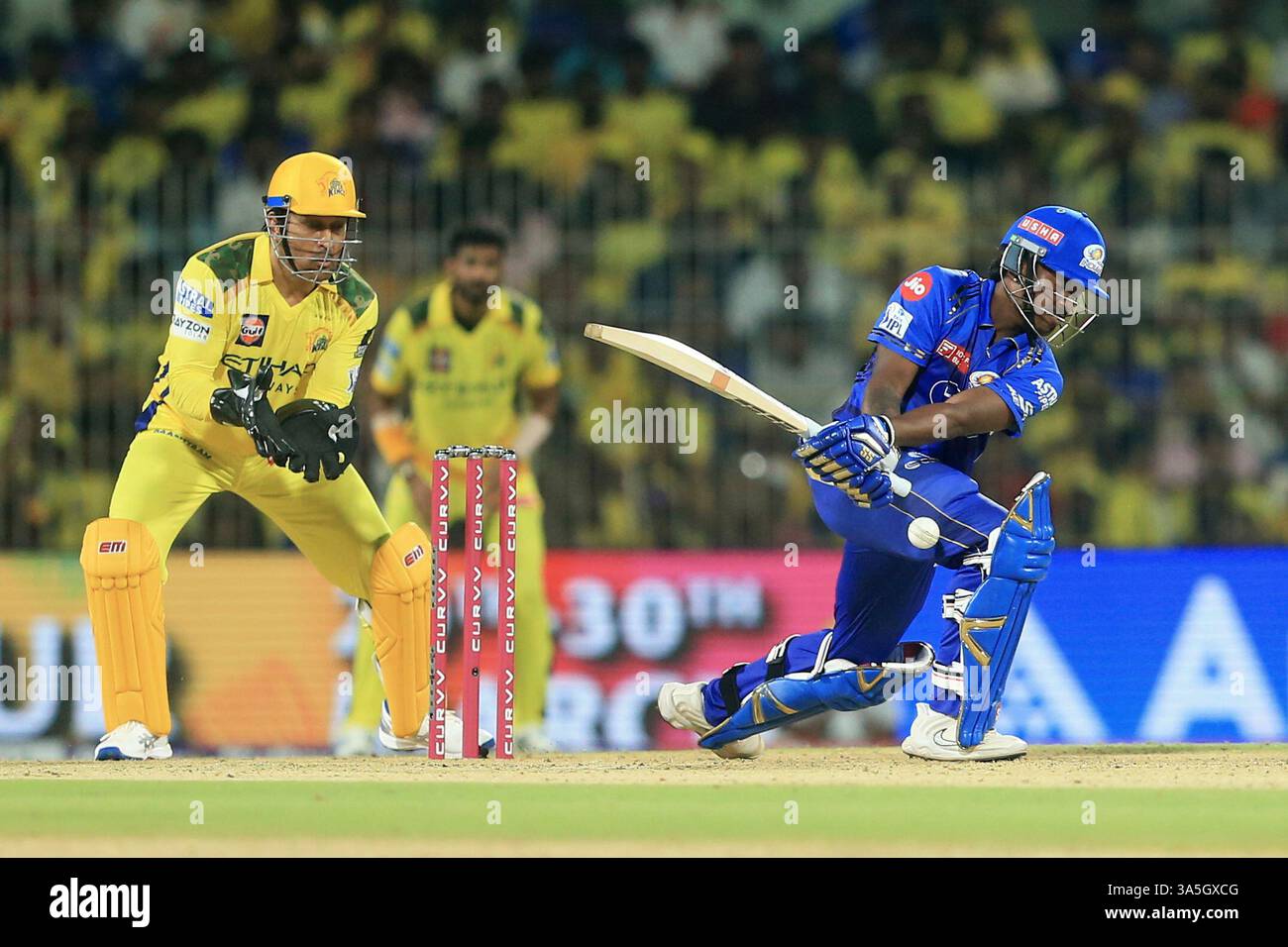 Mumbai Indians' Robin Minz bats during the Indian Premier League ...