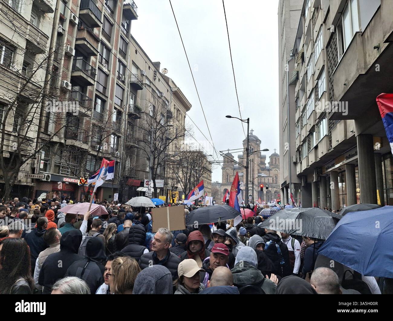 Protesters march during a major rally against populist President ...