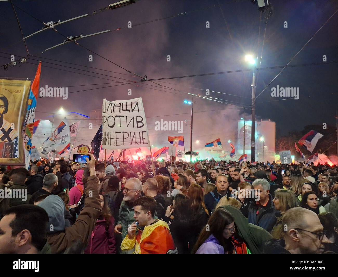 Protesters march during a major rally against populist President ...