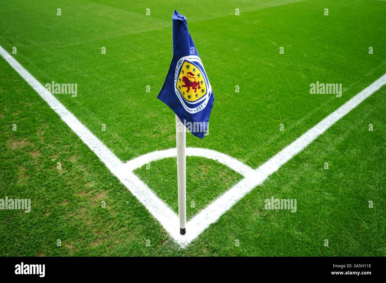A view of the corner flag inside the stadium ahead of the UEFA Nations ...