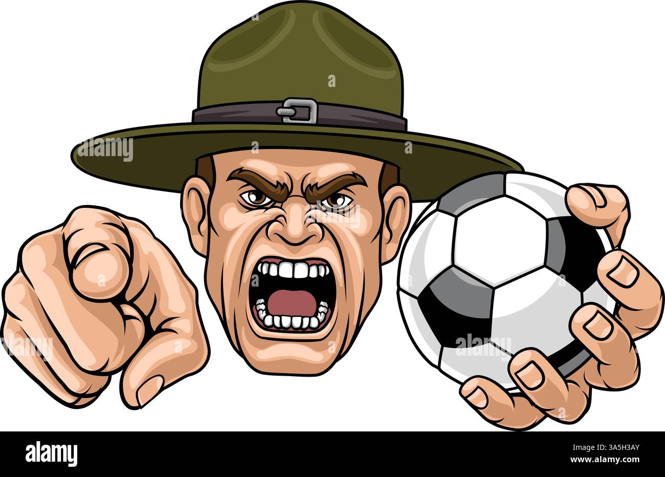 Drill Instructor Sergeant Soccer Football Mascot Stock Vector Image ...