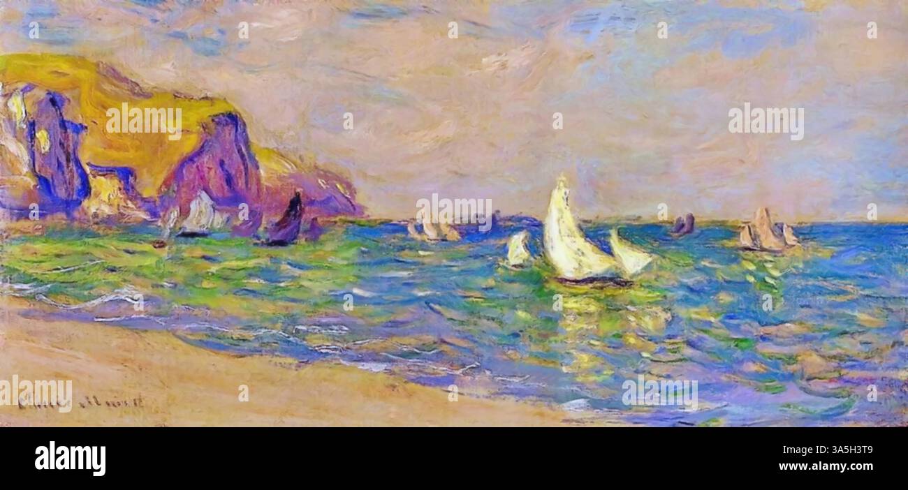 Sailboats at sea,Pourville, 1882 (Painting) by Monet, Claude (1840-1926 ...