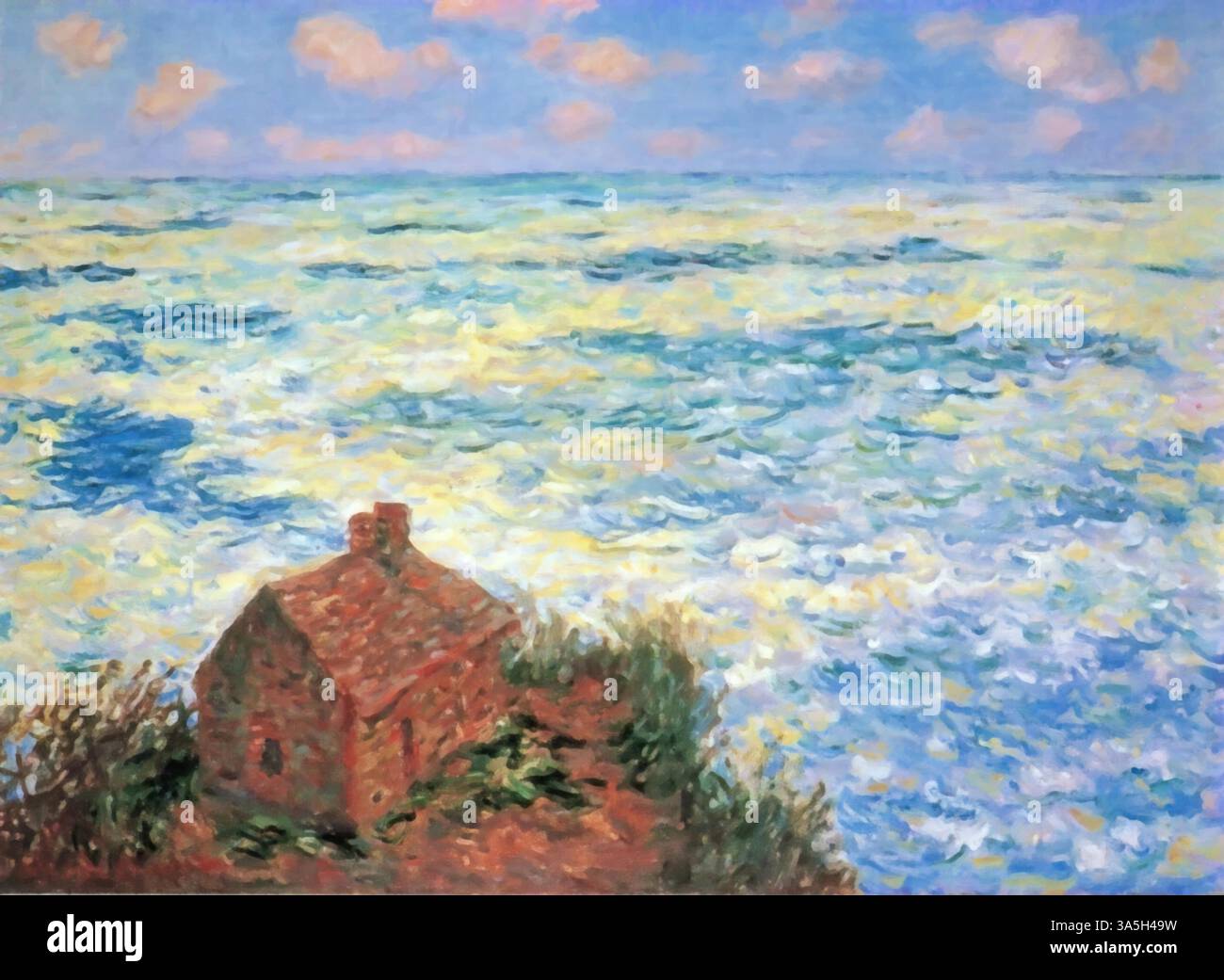 The customs house, rough sea, 1882 (Painting) by Monet, Claude (1840 ...