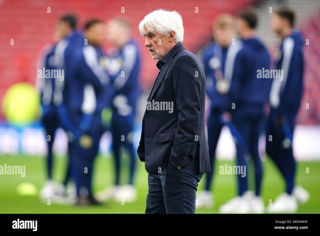 Greece head coach Ivan Jovanovic inspects the pitch before the UEFA ...