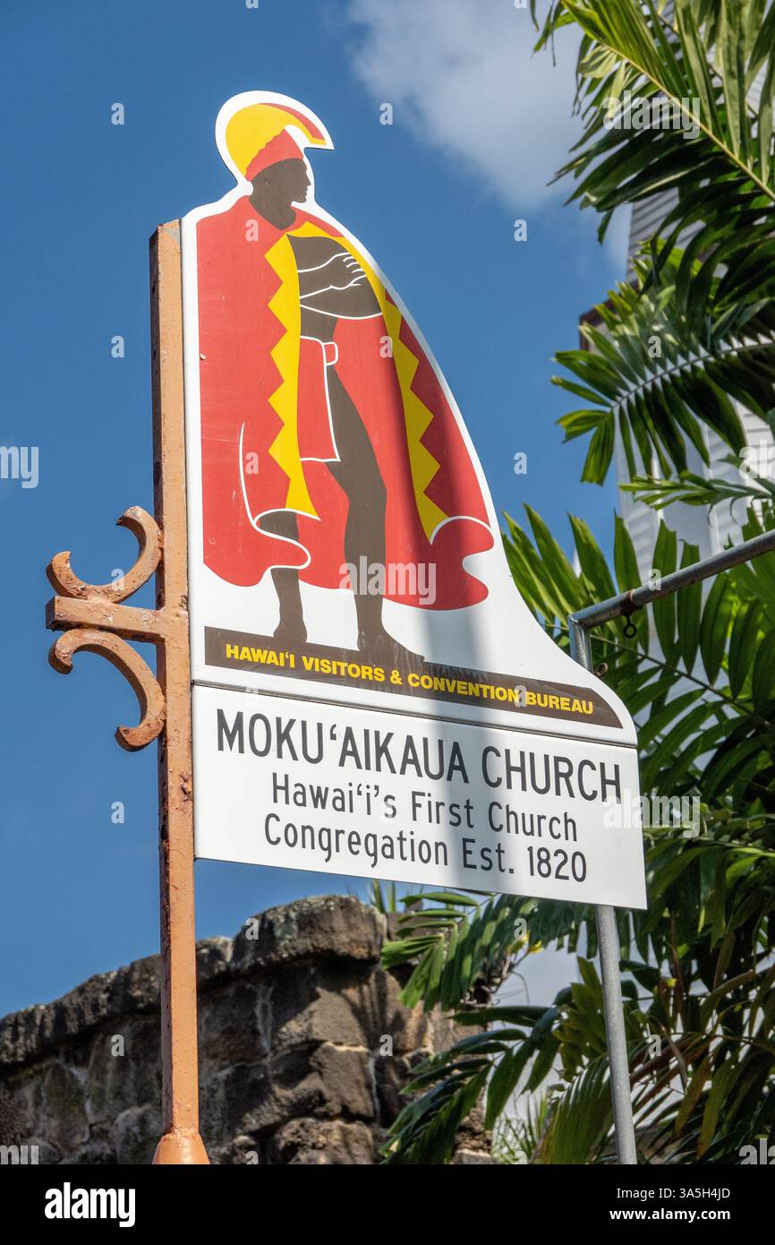 Mokuaikaua Church,historic sign,Kona, Kailua-Kona Hawaii Island, Oldest ...
