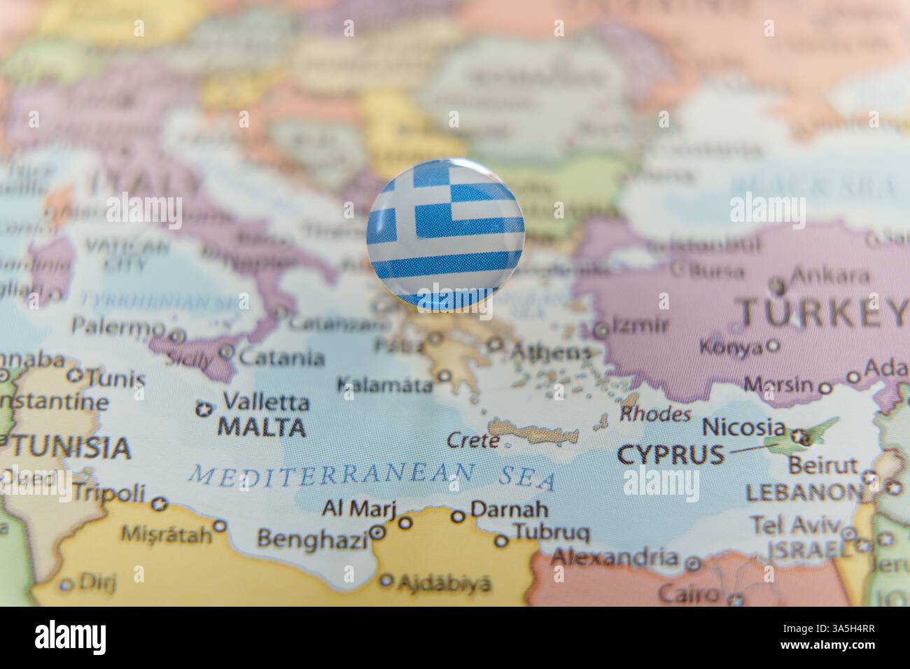 Greece map highlighted flag hi-res stock photography and images - Alamy