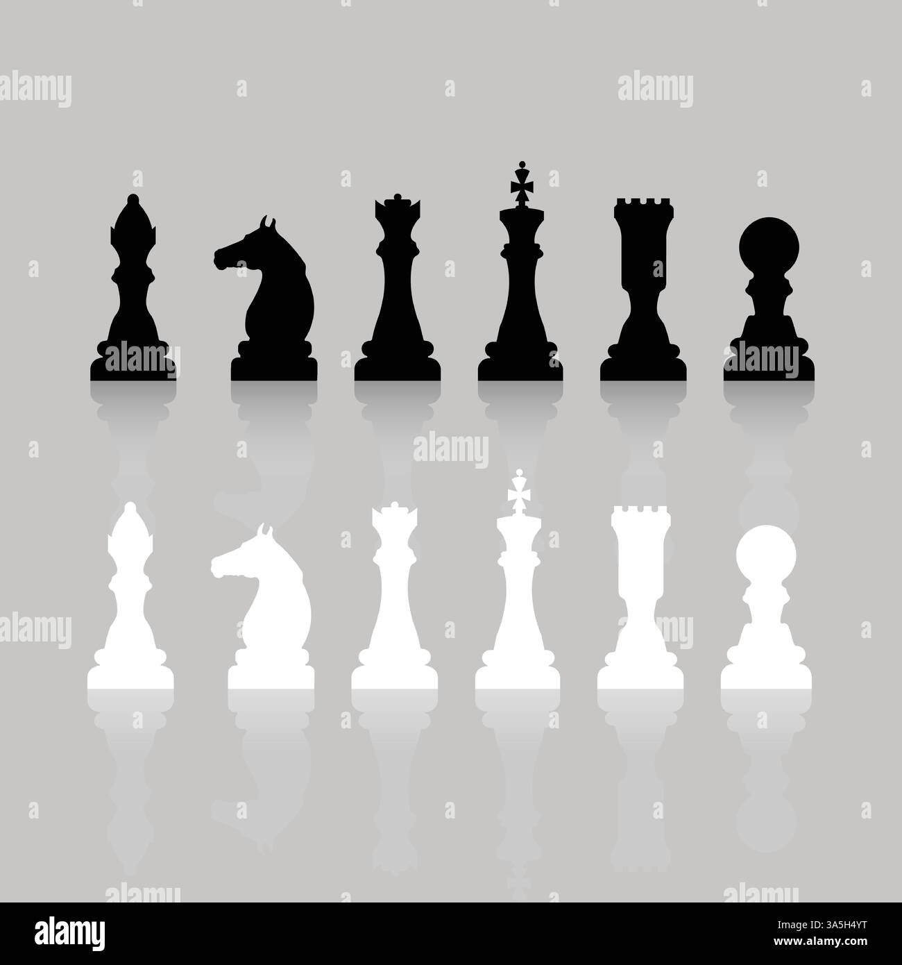 Chess main dice, king queen, horse, in black and white pieces, chess ...