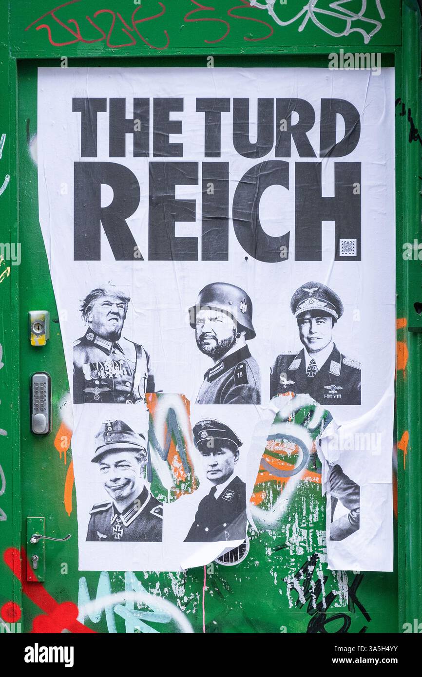 London, UK. , . Street art posters have appeared in the Shoreditch area ...