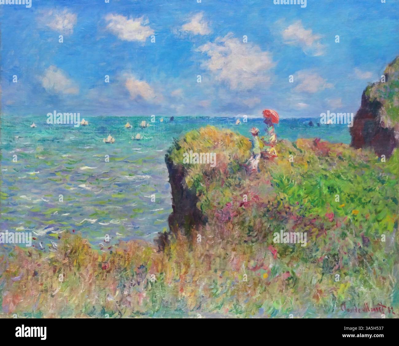 Cliff walk at pourville claude monet Stock Vector Images - Alamy