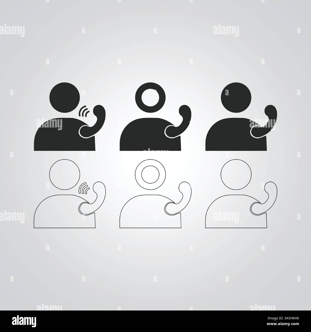 Set of generic person ringing call icon, with silver background Stock ...