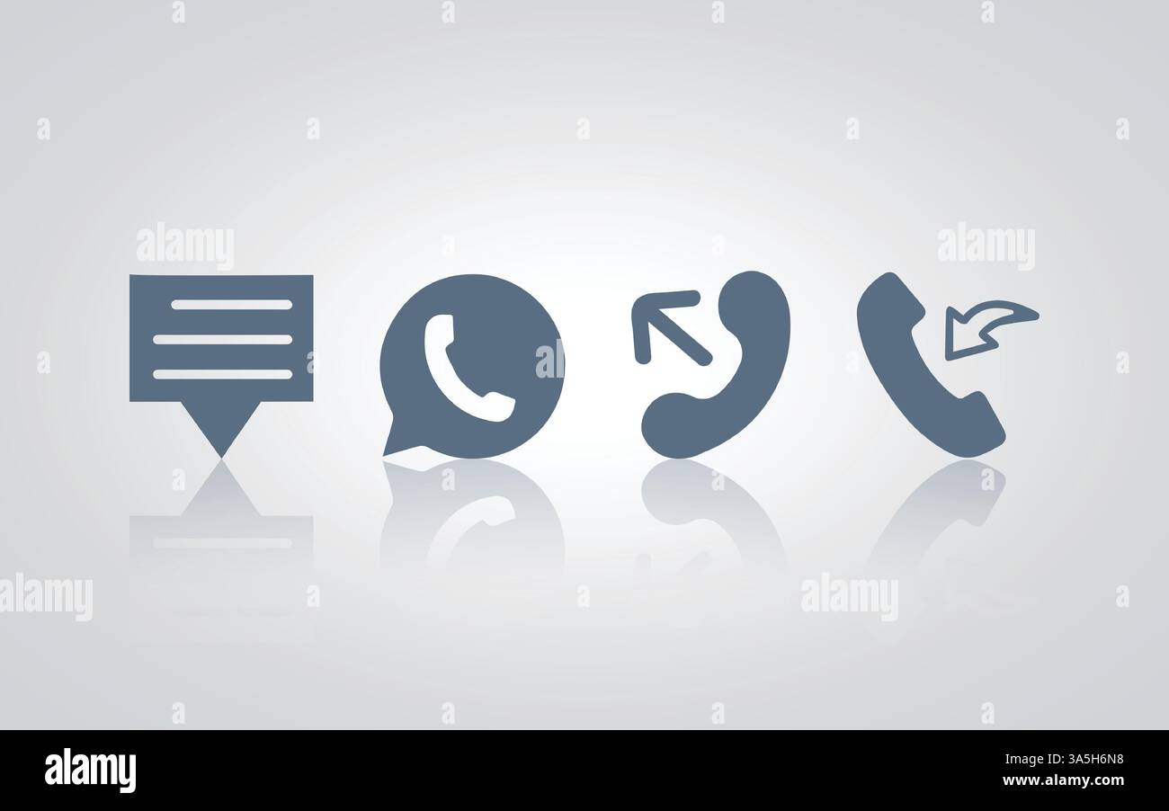 Call icons, ringing phone sign, missed call, message, chat with a ...