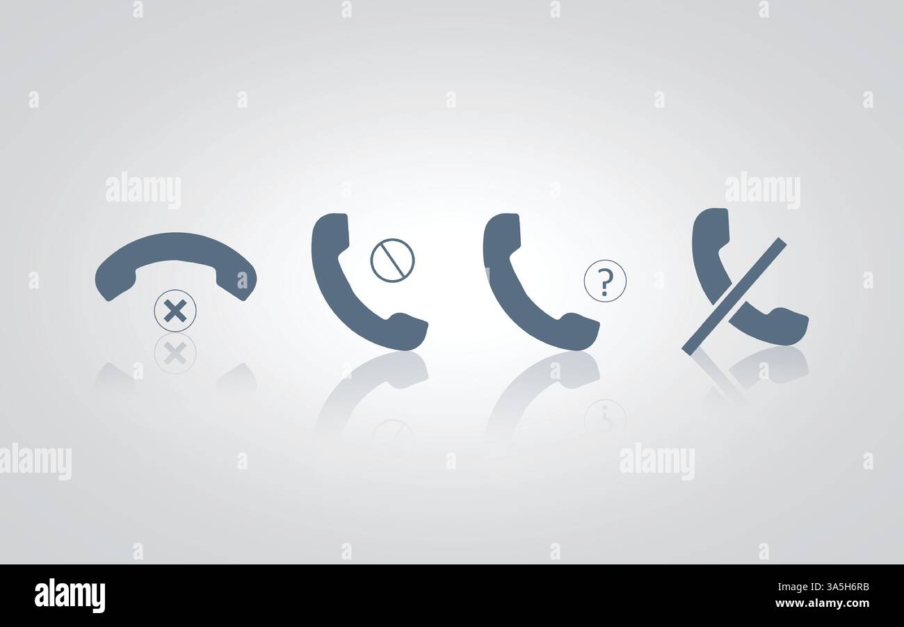 Set of call icons, telephone sign, don't call with a silver background ...