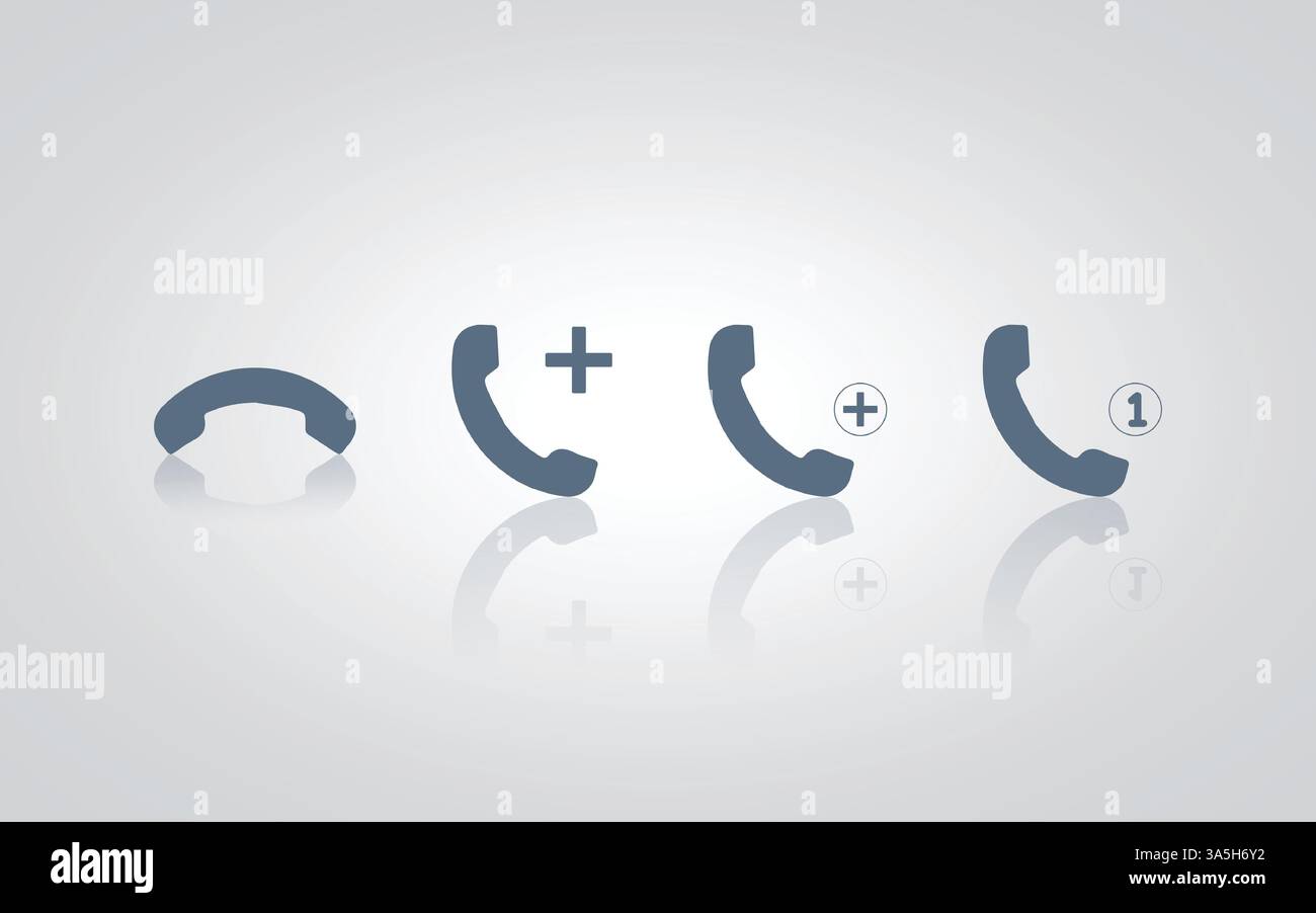 Set of call icons, telephone sign, with a silver background Stock ...