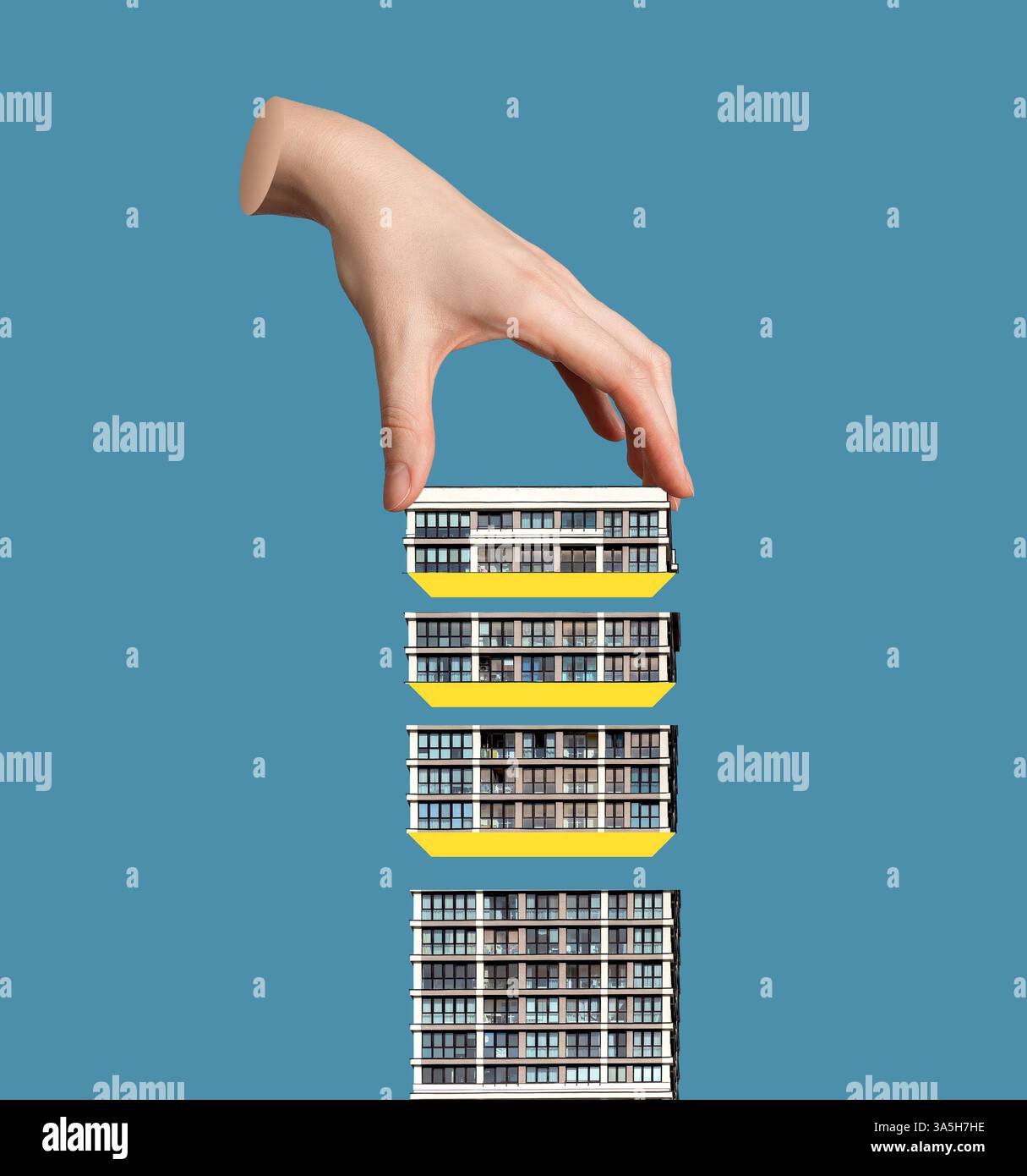 Architectural plan with modern building design, construction concept ...