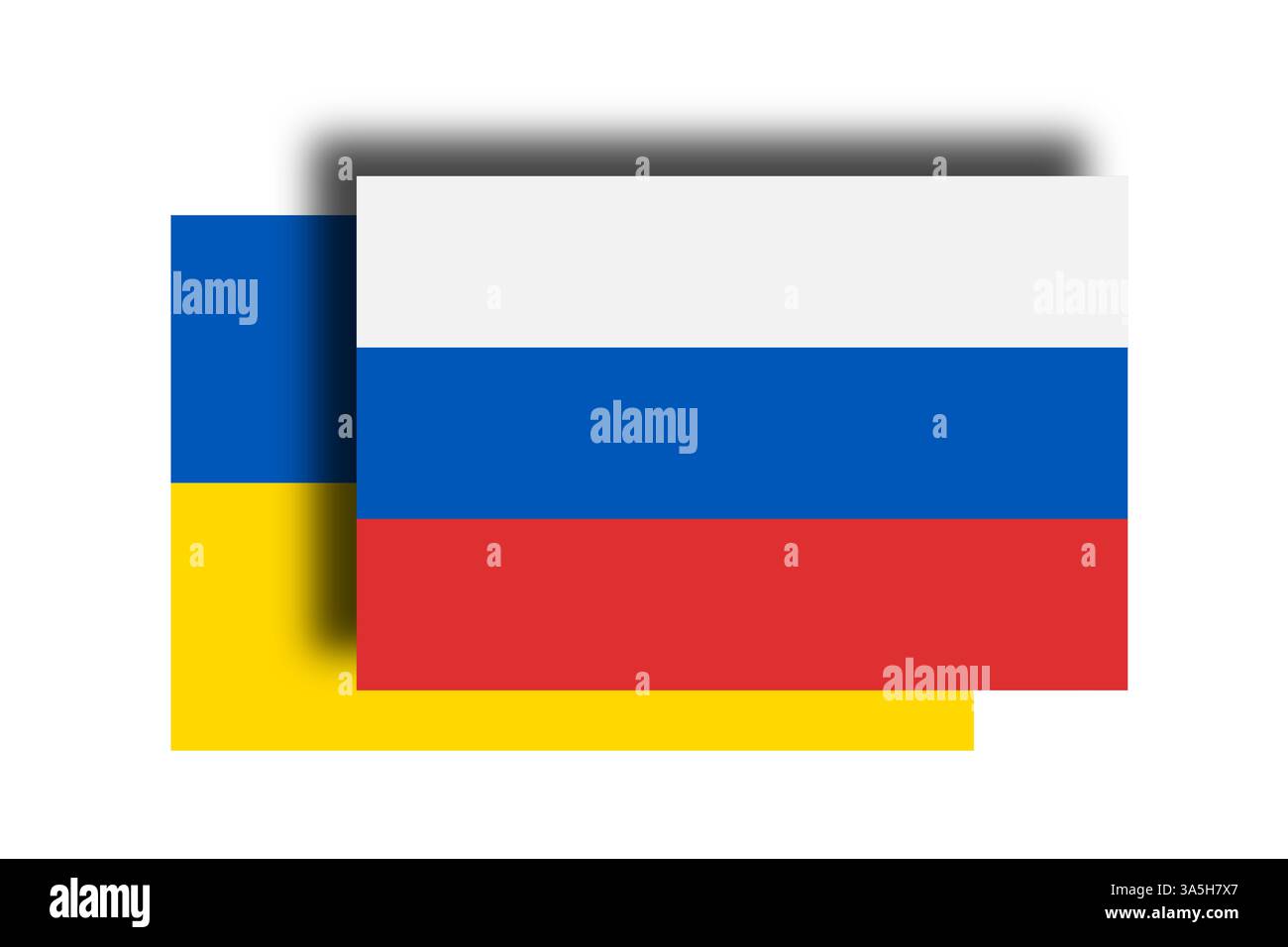 Ukraine being shadowed by Russia. Russian and Ukrainian national flags ...