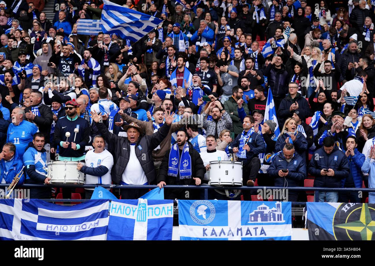 Greece fans before the UEFA Nations League play-offs, second leg match ...
