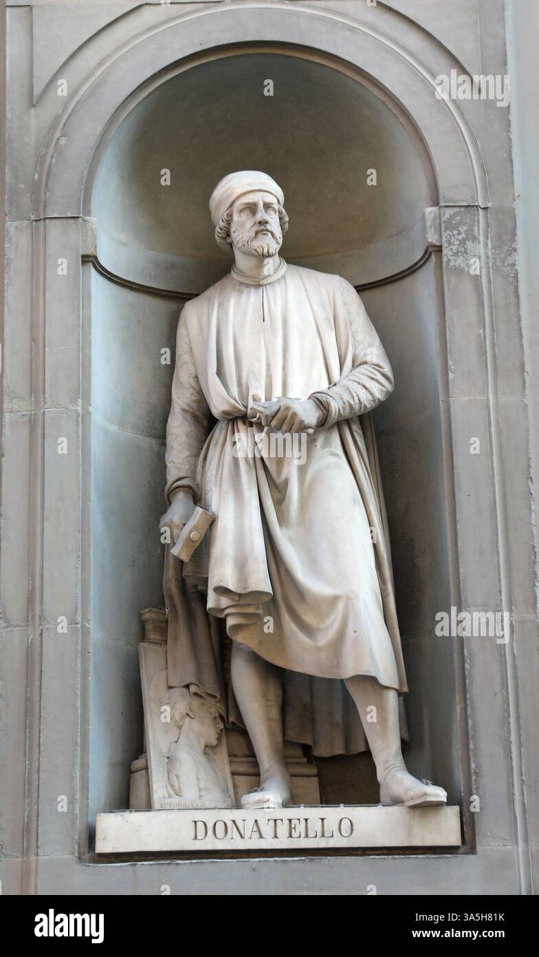 Florence, FI, Italy - March 4, 2025: Statue of DONATELLO a famous ...