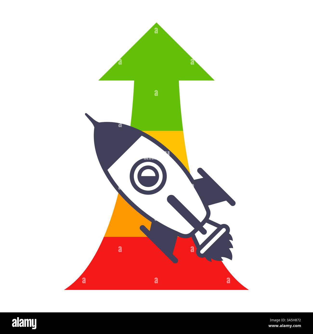 Black icon rocket takeoff up. flat illustration Stock Vector Image ...