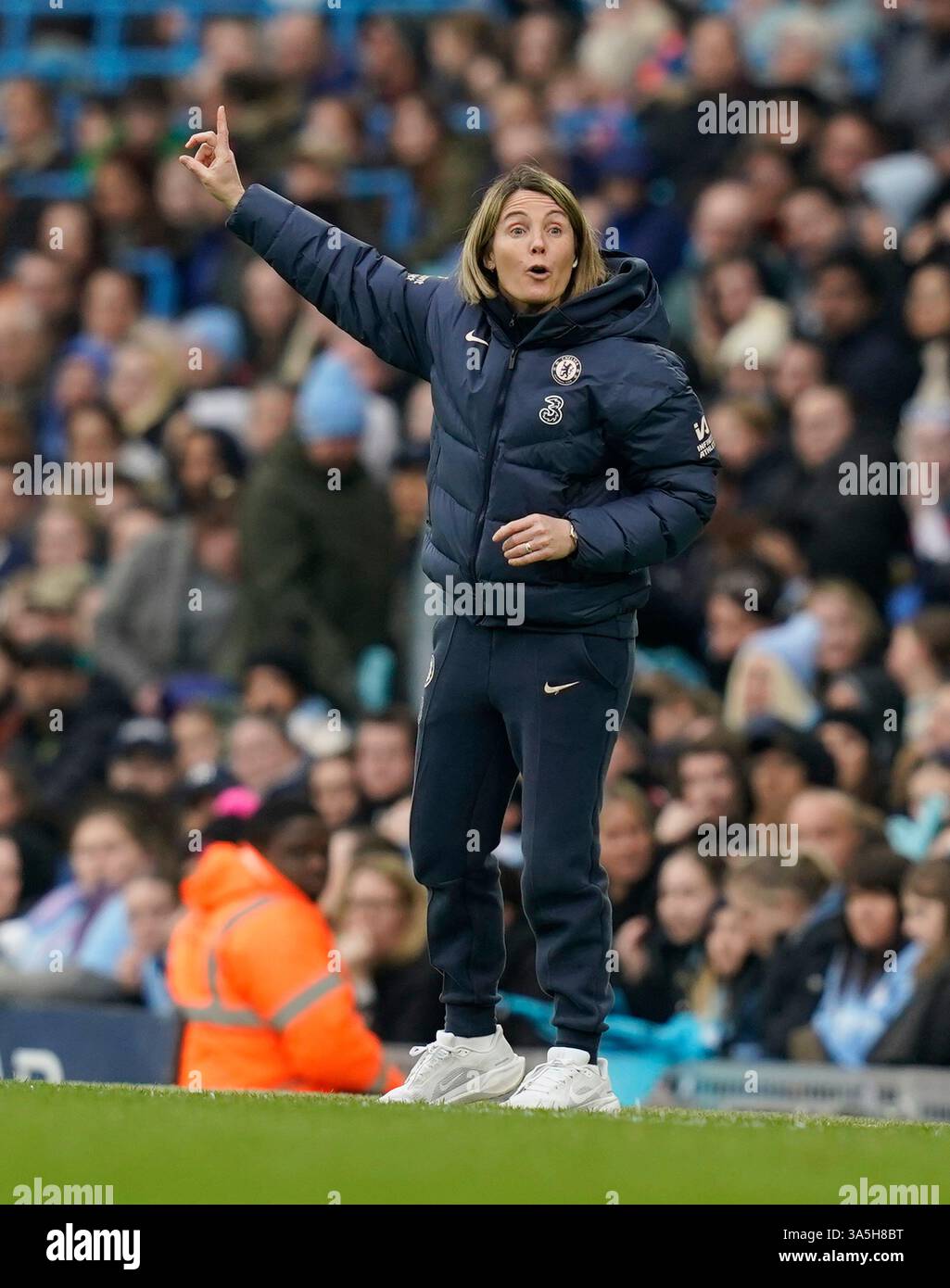 Manchester, UK. 23rd Mar, 2025. Sonia Bompastor manager of Chelsea ...