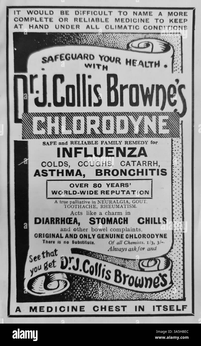 Dr J. Collis Browne's Chlorodyne Advert Stock Photo - Alamy