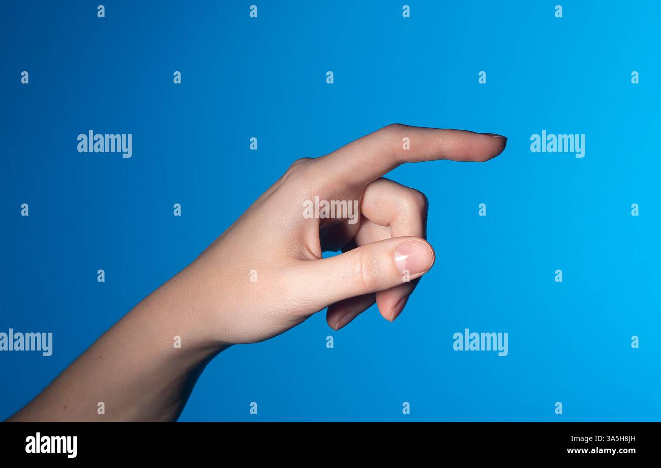 Finger clicking invisible button, hand gesture symbolizing selection ...