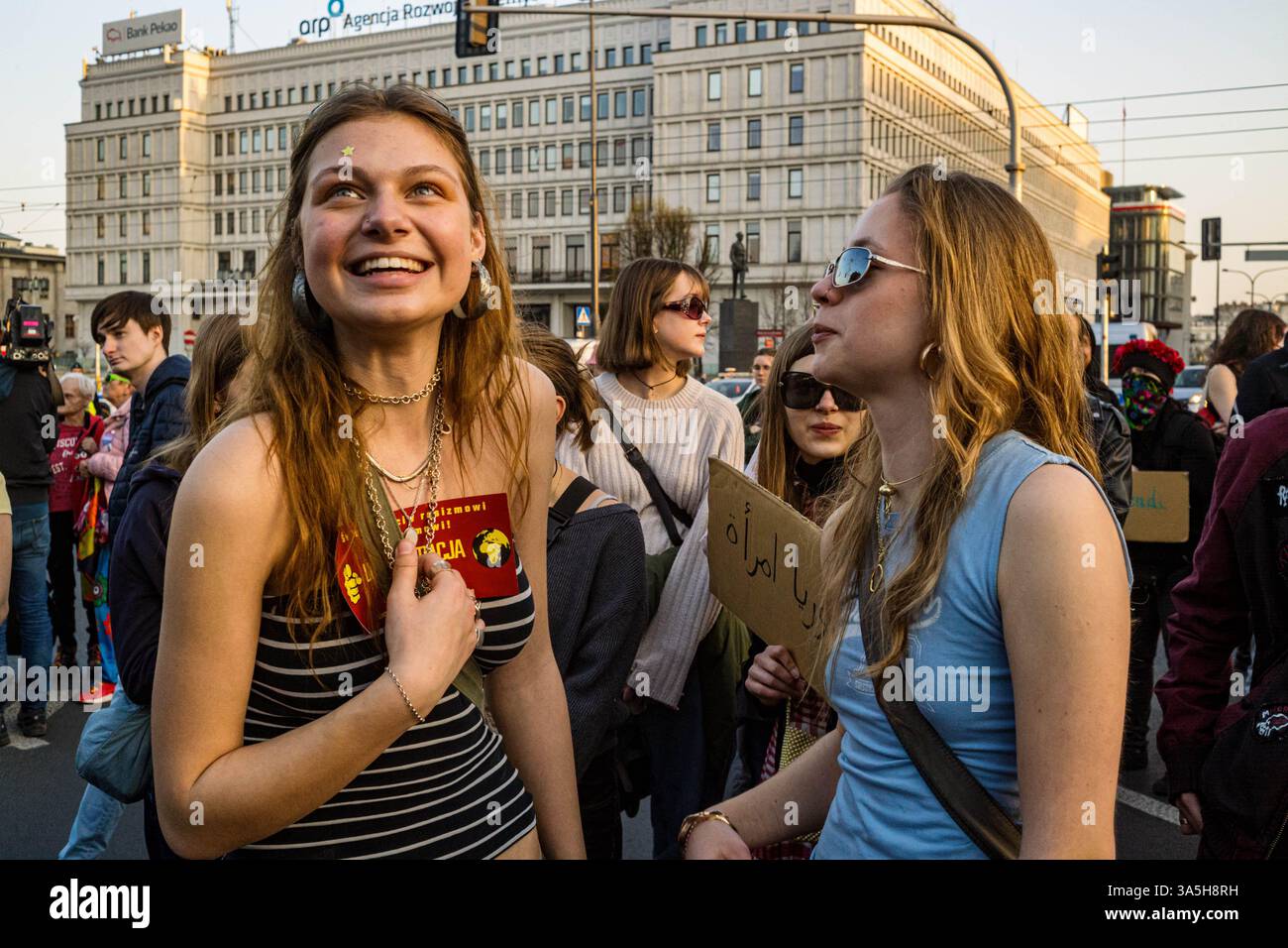 March 8, 2025, Warsaw, Mazovia, Poland: Demonstrators seen together ...