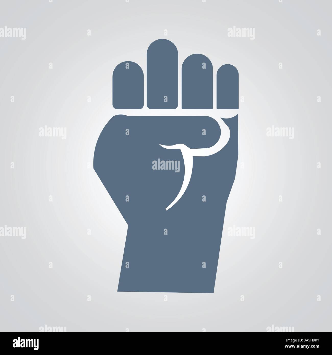 Raised fist hand, gesture hand signs, Hand gesture icons with a silver ...