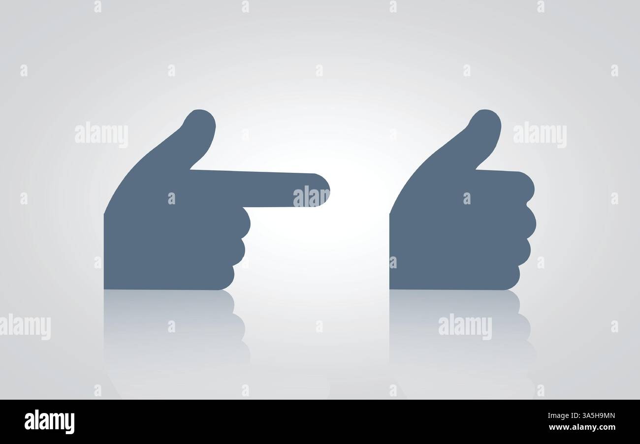 Hand gesture icons. finger pointing, with grey color, with a silver background Stock Vector ...