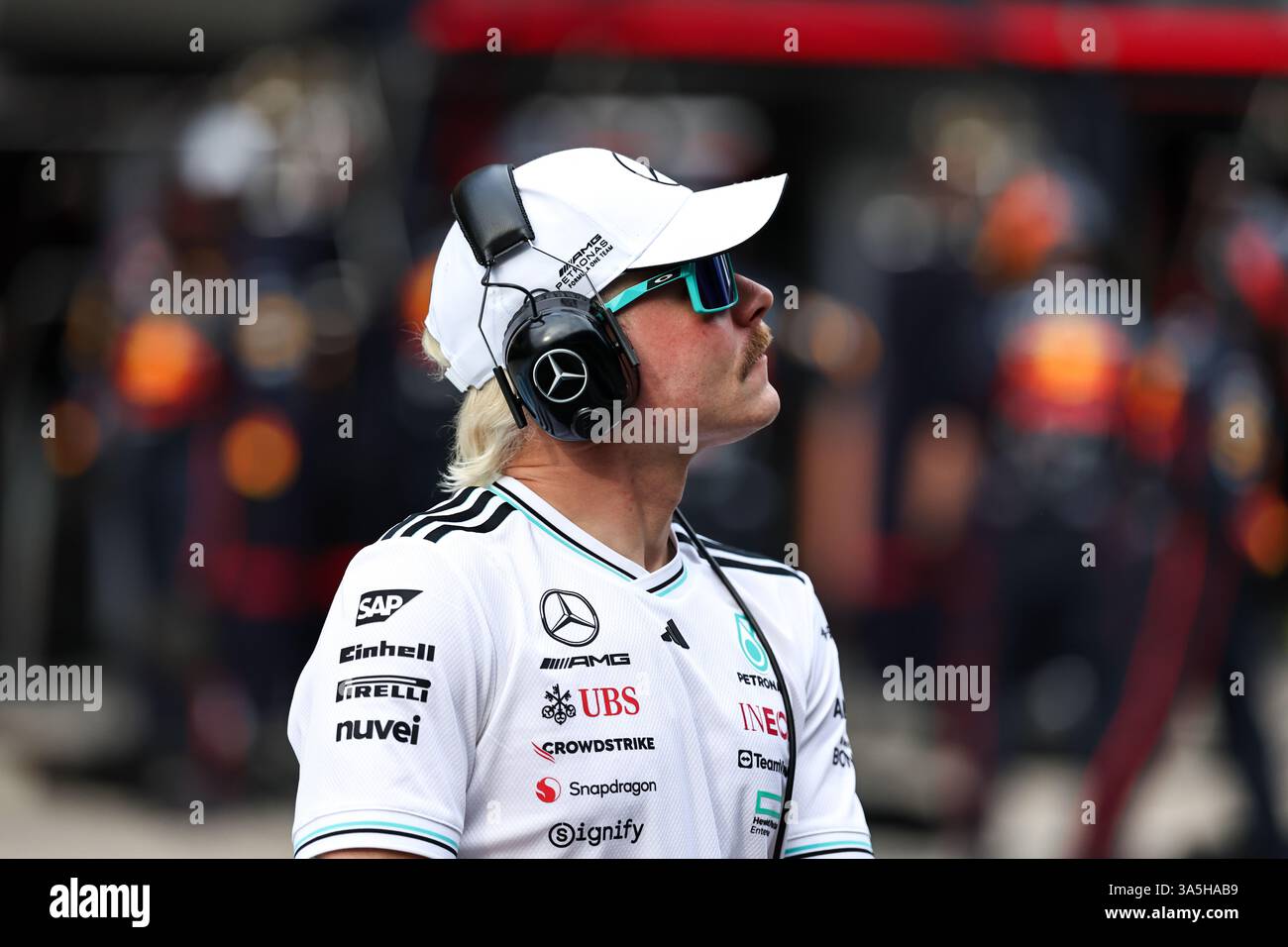 SHANGHAI, CHINA- MARCH 23: Valtteri Bottas of Finland and Mercedes-AMG ...