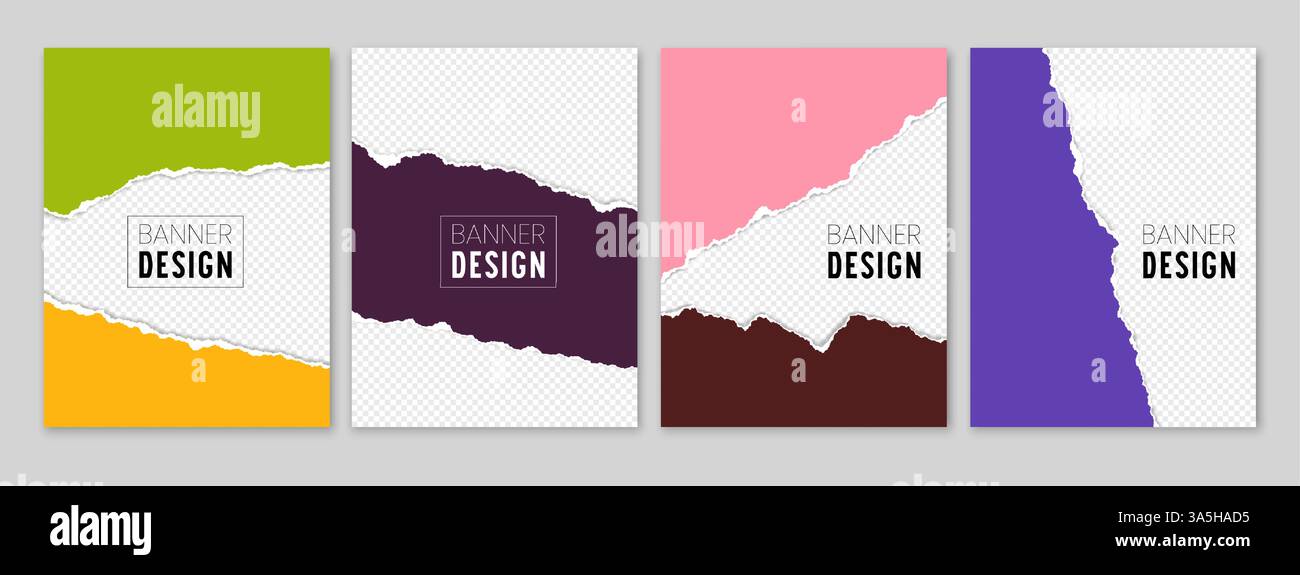 Torn paper posters. Social media post template with ripped edges. Promo ...