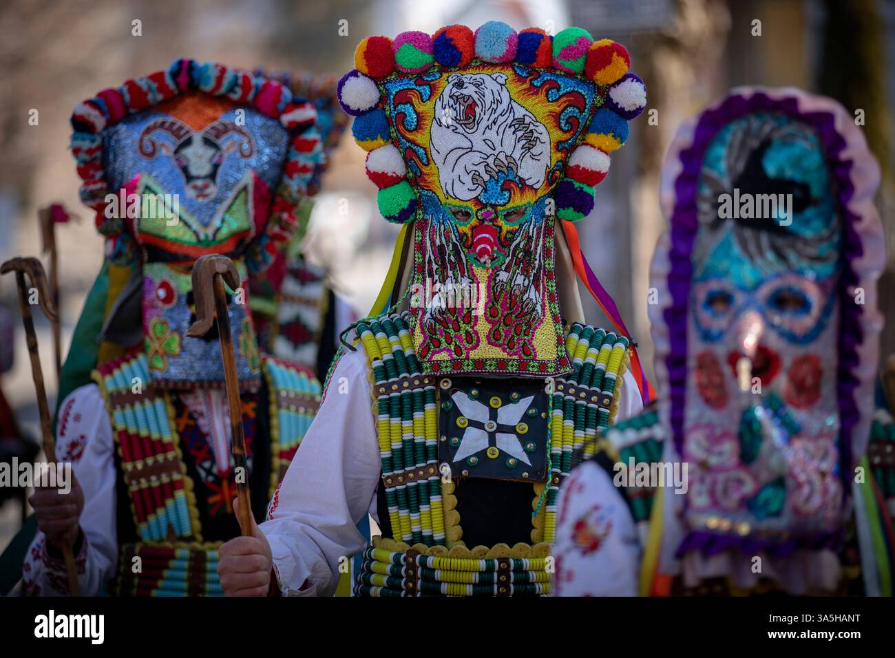 Kyustendil, Bulgaria - February 15, 2025.: Men dressed in traditional ...