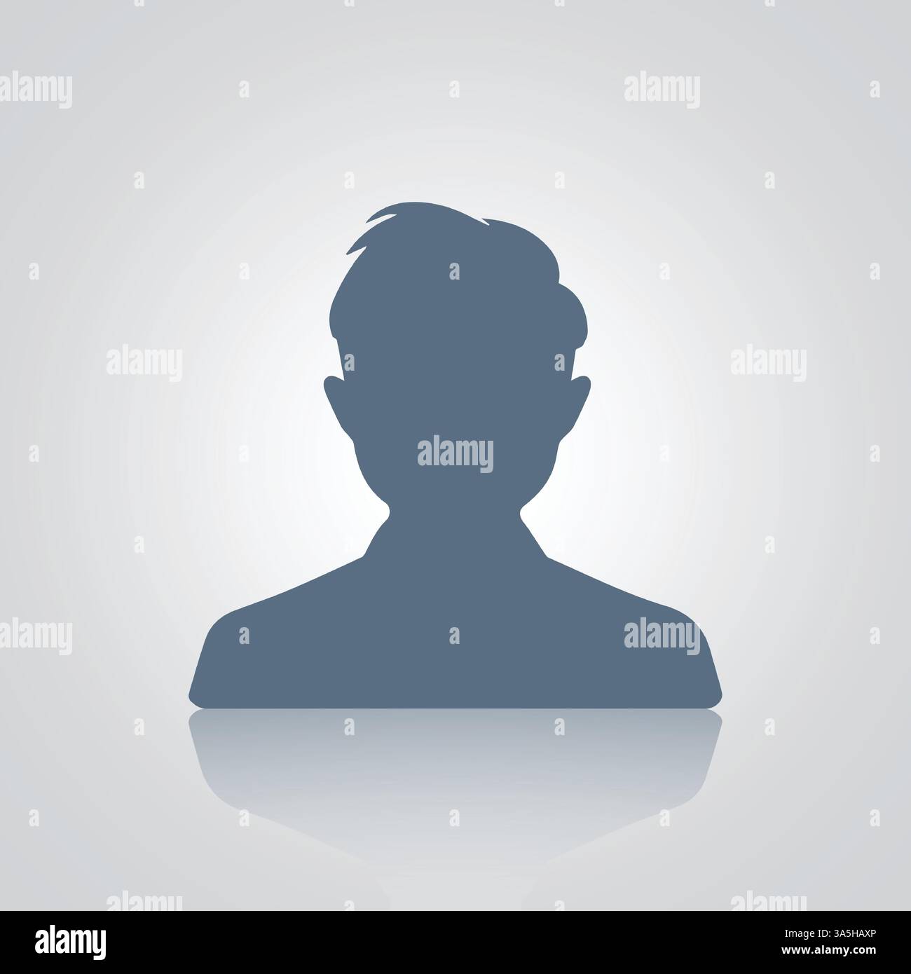 Anonymous male profile, in grey color, with a silver background Stock ...