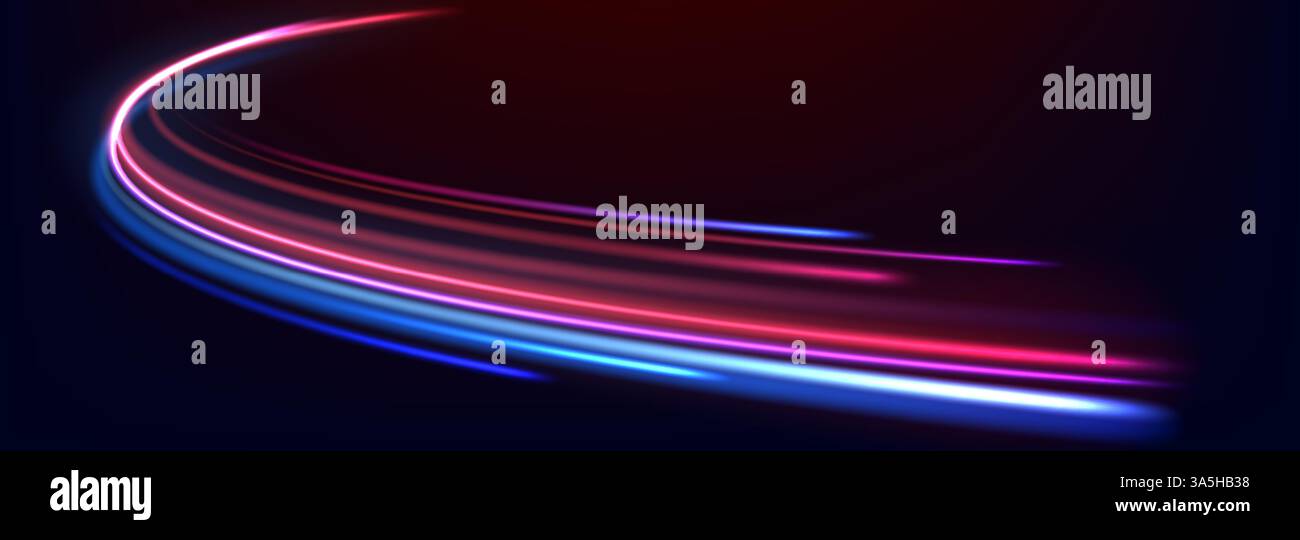 Speed line background. Glowing color speed lines, curves car trail with ...