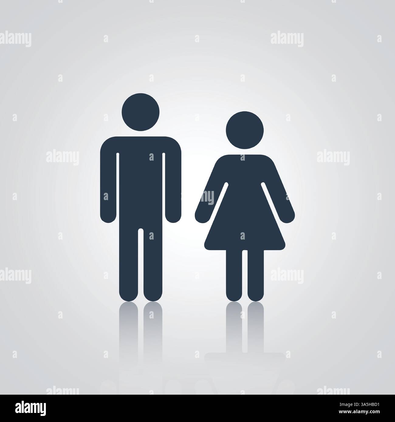 Pictograms of a man and a woman, unique design, restroom doors, signs ...