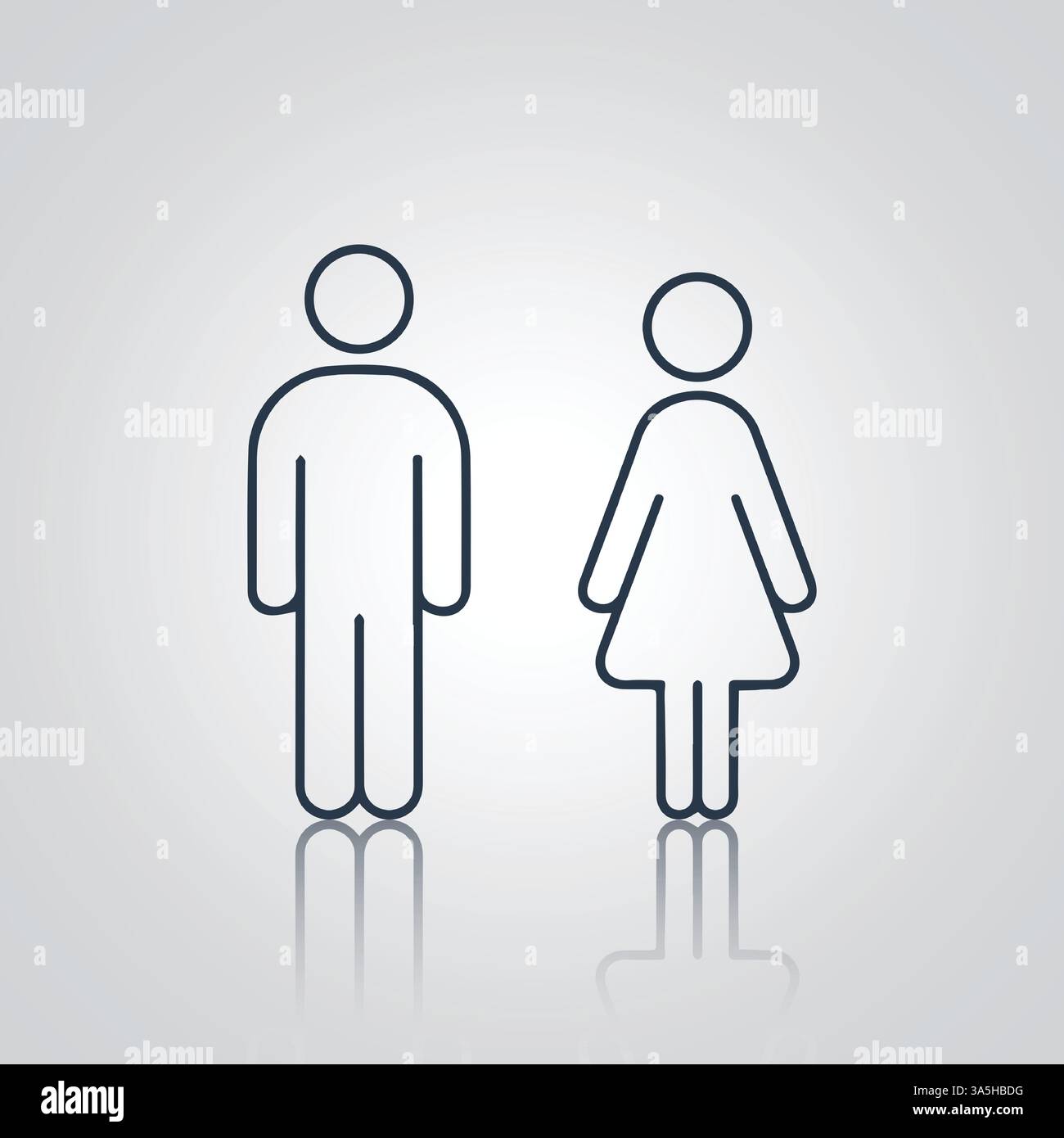 Pictograms of a boy and a girl, Toilet Doors signs, icons, in outline ...