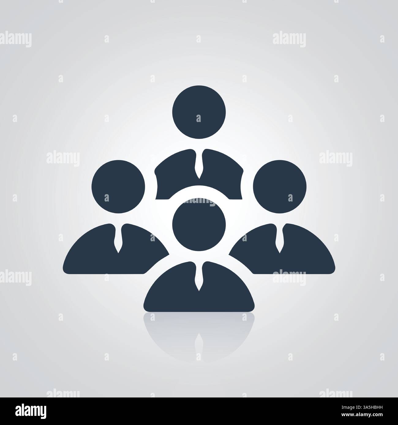 Group team icon, multiple person icons, silver abstract background ...
