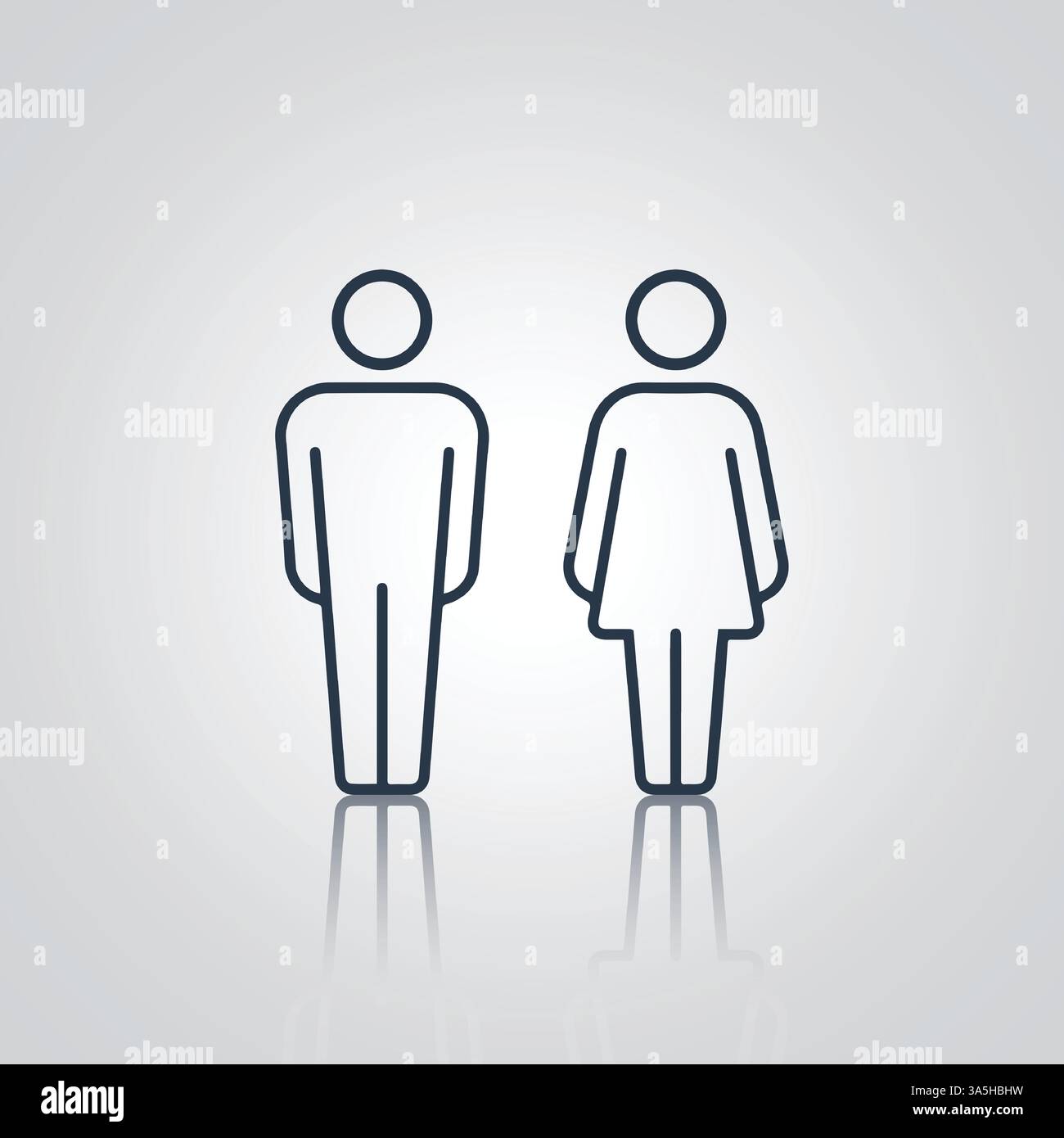 Pictograms of a man and a woman, Toilet Doors signs, icons, in outline ...