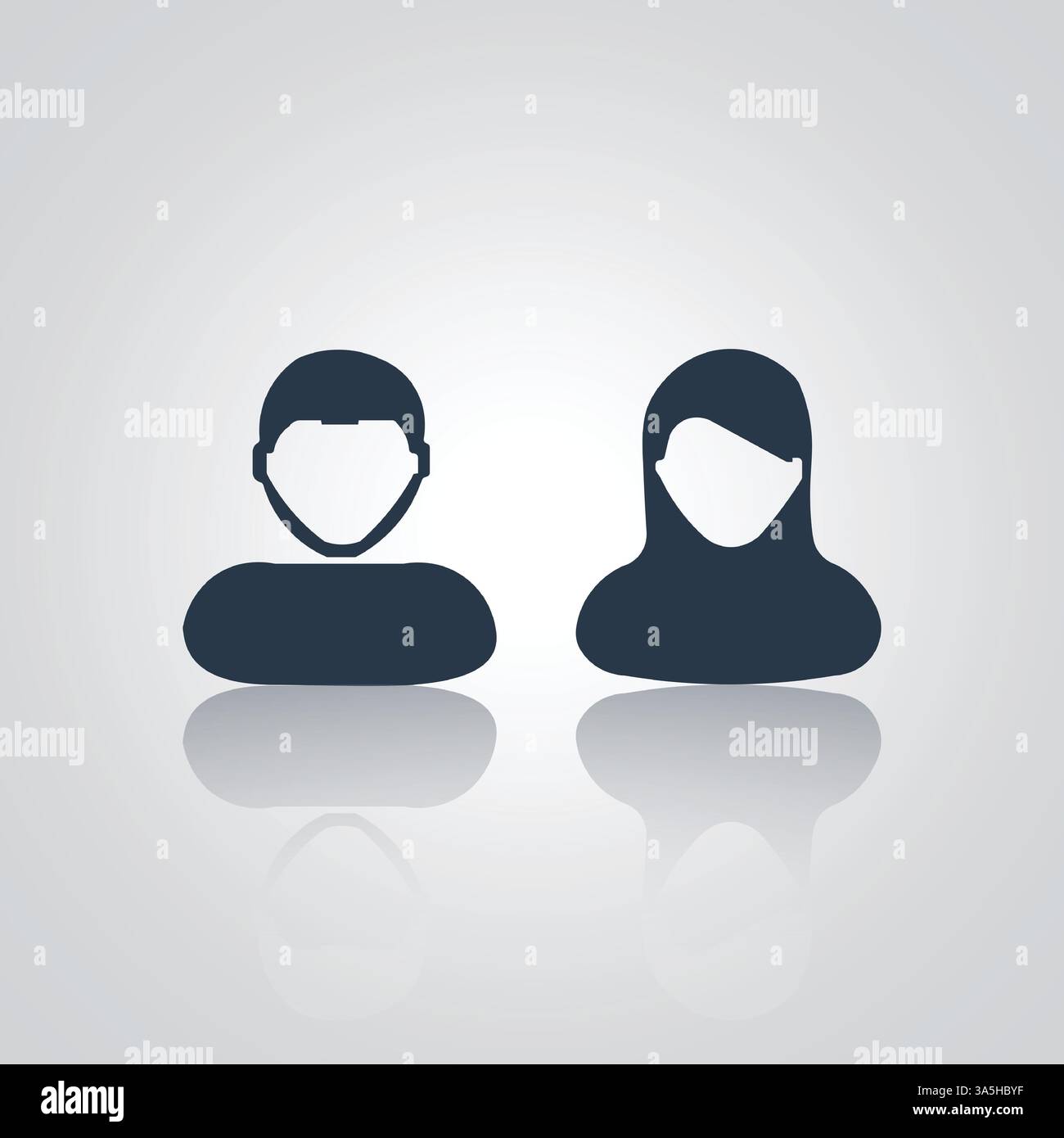Pictograms of a man and a woman icons, an avatar, a face, and a profile ...
