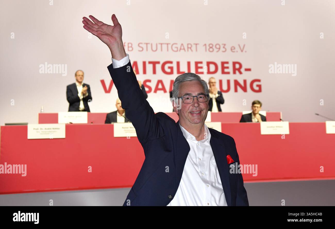 President Dietmar Allgaier VfB Stuttgart celebrates winning the ...