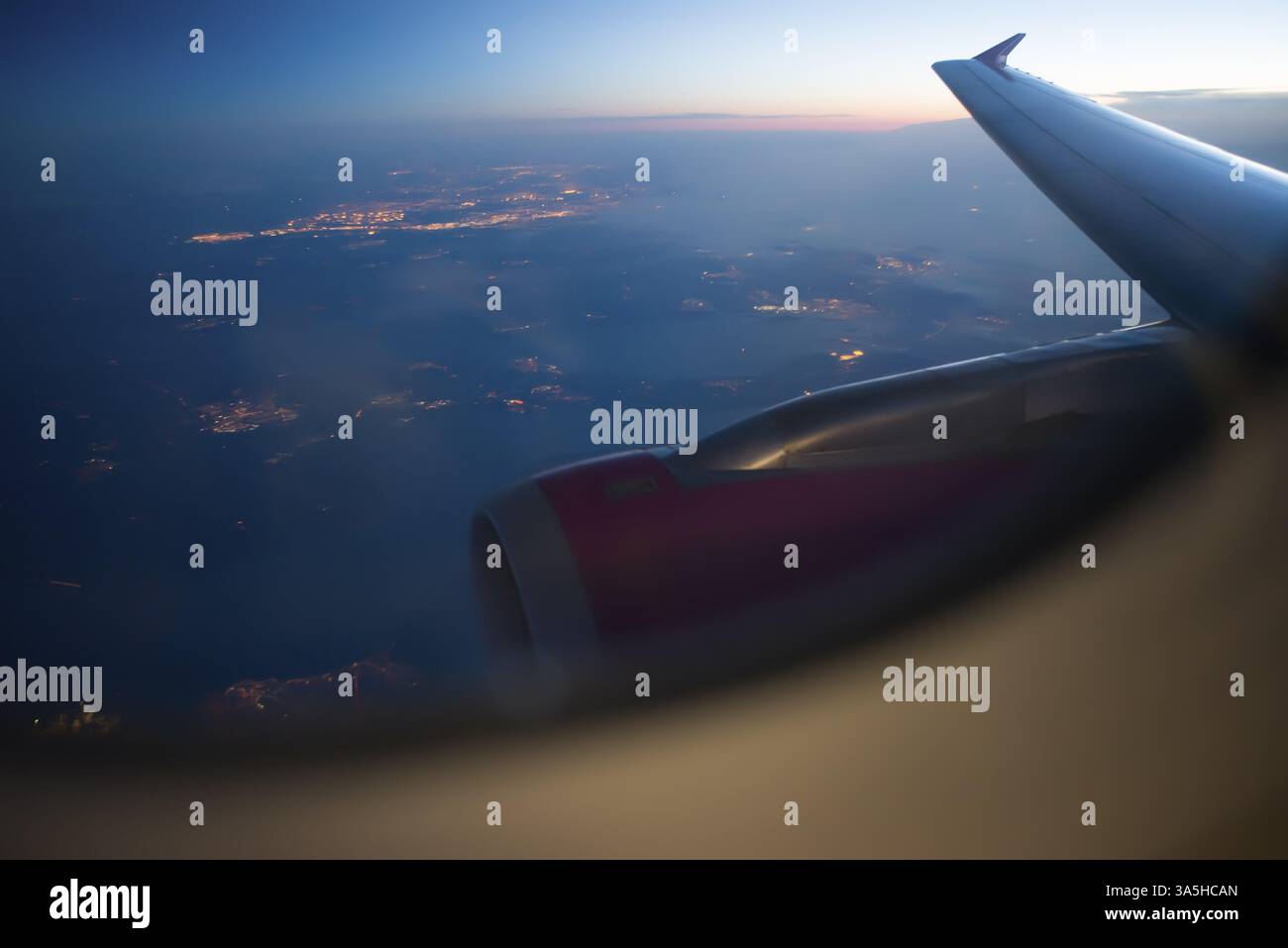 Night view Out Of Airplane Window Stock Photo - Alamy