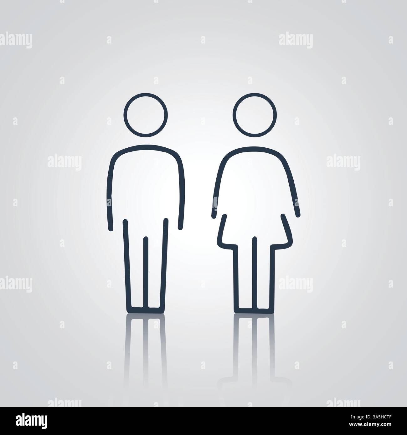 Pictograms of a man and a woman, restroom door signs, icons, line art ...